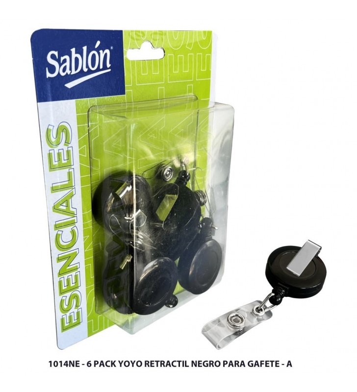 6 PACK YOYO RETRACTIL NEGRO NEGRO 1014NE