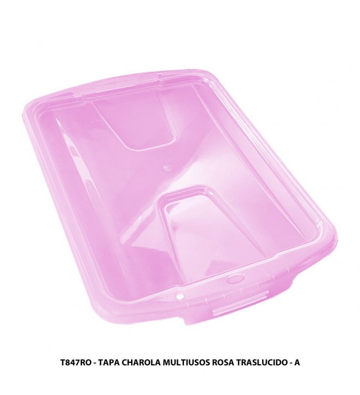 TAPA CHAROLA MULTIUSOS ROSA TRASLUCIDO T847RO