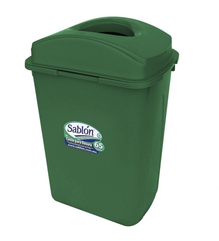 CESTO 65 LITROS CON TAPA ELIPTICA VERDE 8366VD