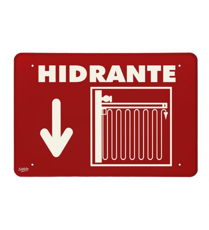 SEÑAL HIDRANTE 35x24 ROJO IMPRESO BLANCO 7929